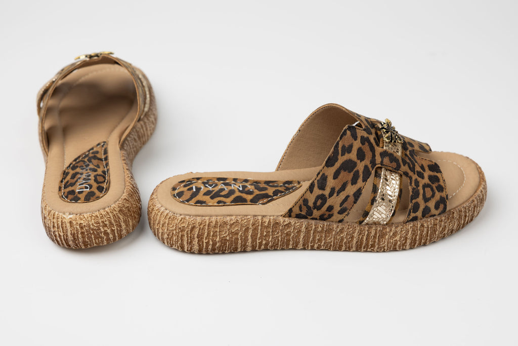 Slapi dama piele naturală Dyany 25025 Leopard – Pantoful Galben