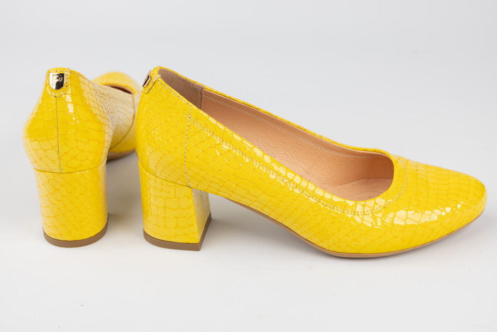 Pantofi dama piele naturală PULSO 1162 Galben XXL – Pantoful Galben