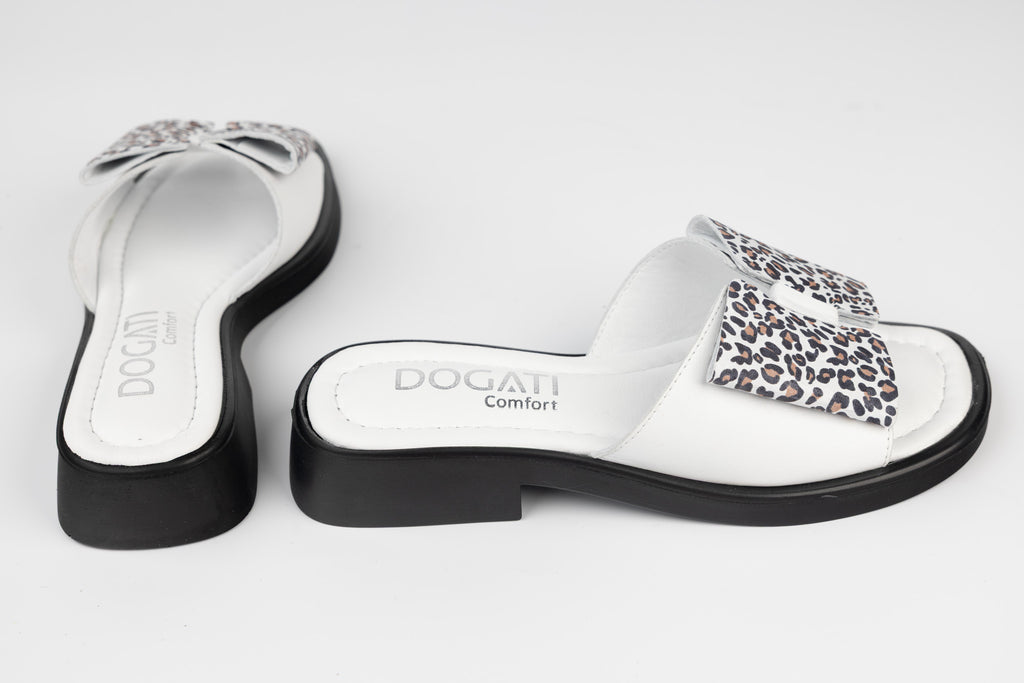 Slapi dama piele naturală DOGATI 19704 Alb – Pantoful Galben