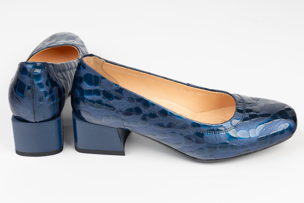 Pantofi dama piele naturală PULSO 1017 Blue croco XXL – Pantoful Galben