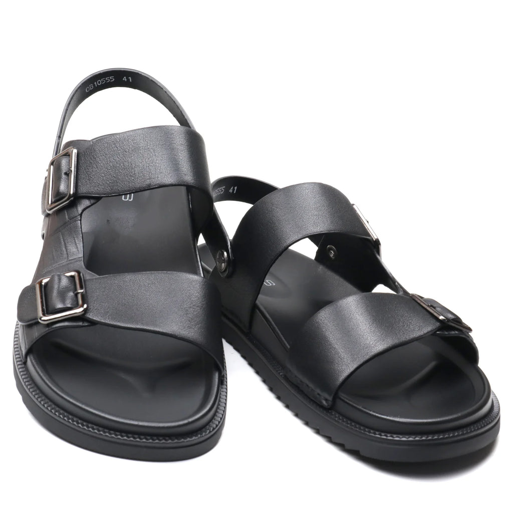 Sandale barbati piele naturala 10555 Negru – Pantoful Galben